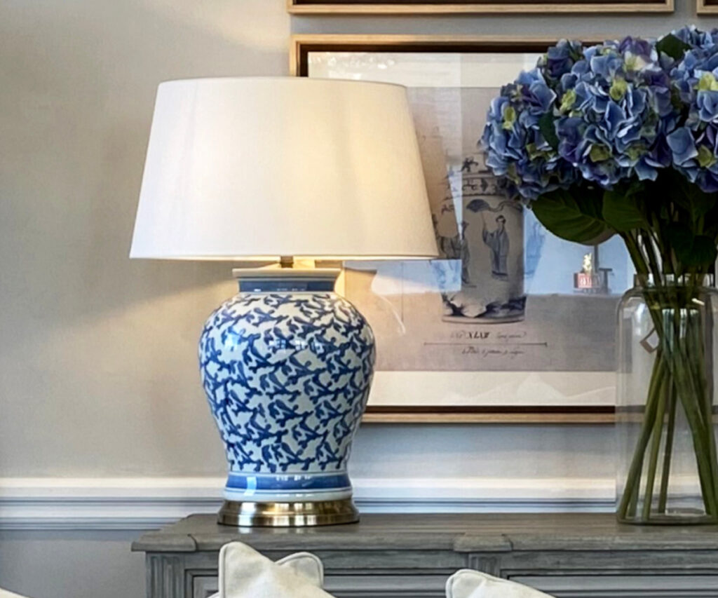 Blue Coral Ceramic Lamp & Shade - Nordic Style London