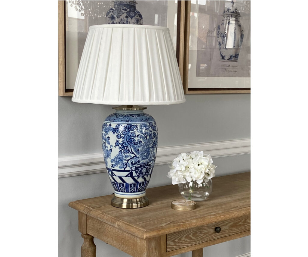 PRE-ORDER - Blue Cherry Blossom Ceramic Lamp & Shade - Nordic Style London