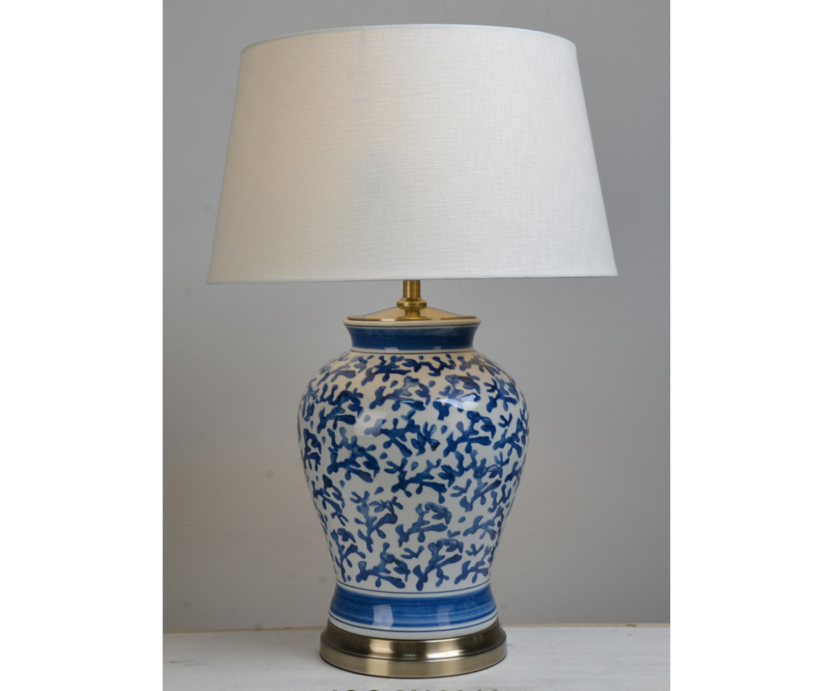 PRE-ORDER JULY - Blue Coral Ceramic Lamp & Shade - Nordic Style London
