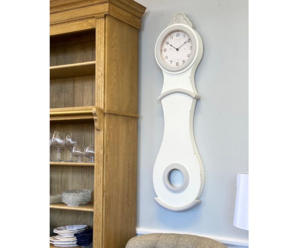 Reproduction Wall Mounted Mora Clock in Antique White - Nordic Style London