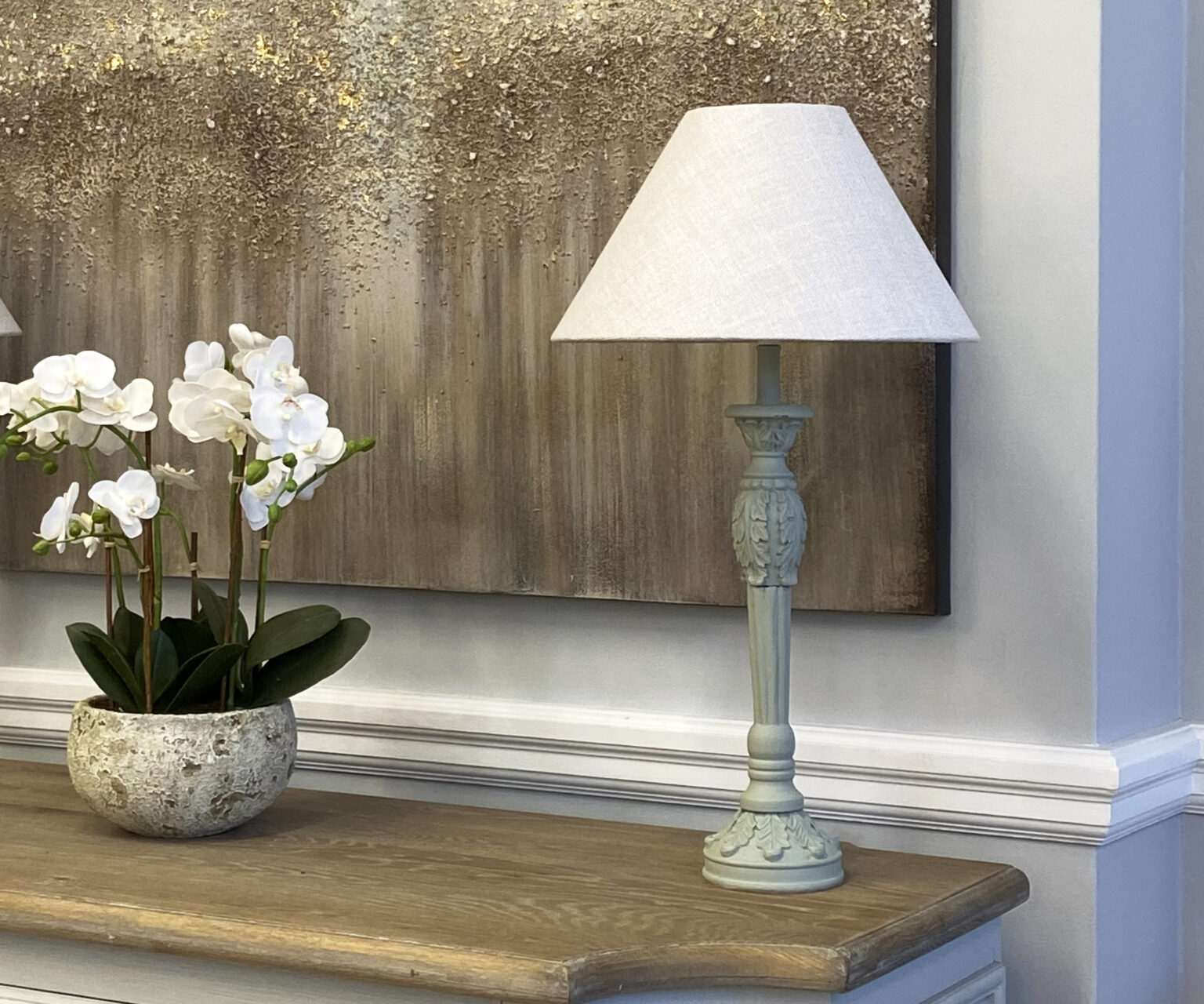 Blue Coral Ceramic Lamp & Shade - Nordic Style London