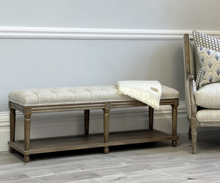 Astrid Bench Stool in Linen - Nordic Style London