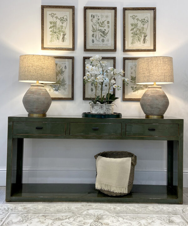 EX-DISPLAY - Mei Console Table in Moss & Set of 6 Prints - Nordic Style ...