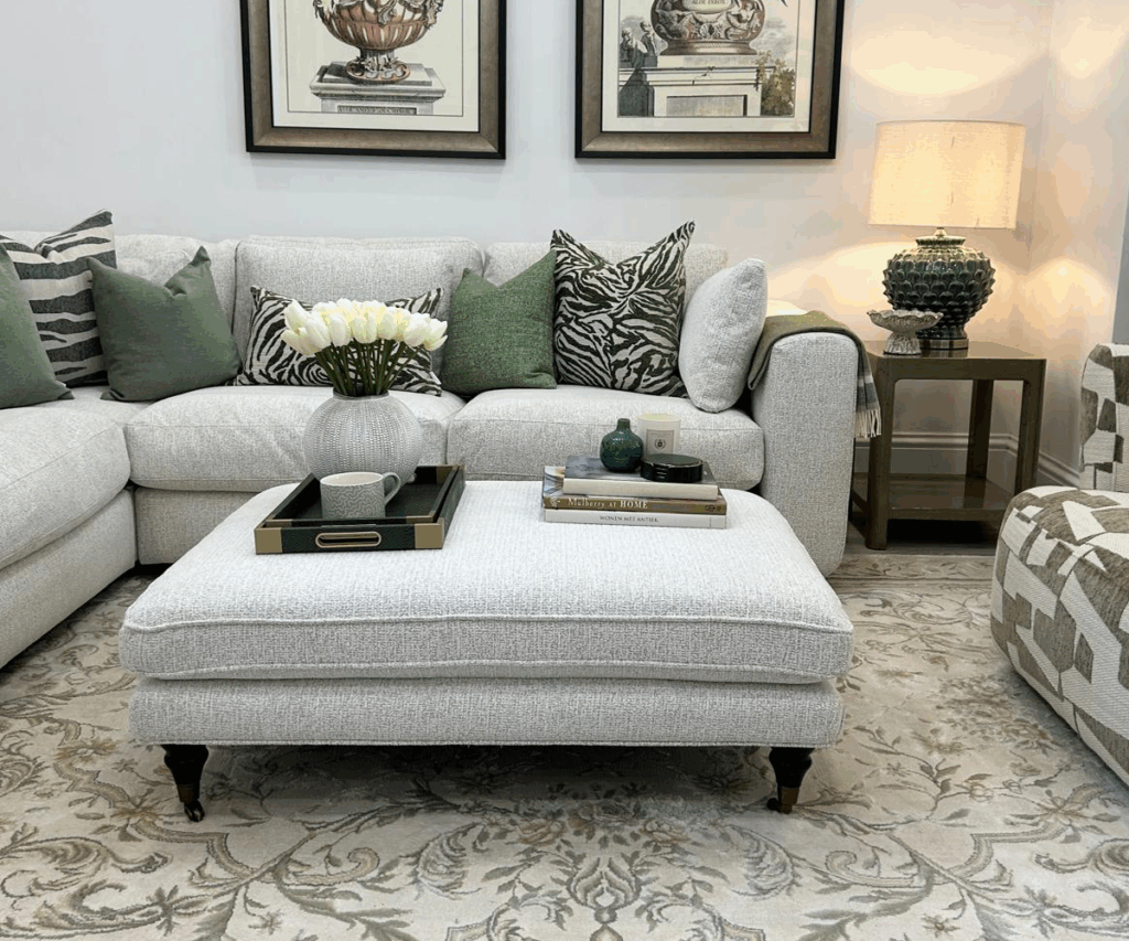 Burford Square Footstool in Cloud - Nordic Style London